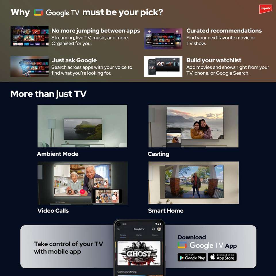 IMPEX 139 cm (55 inch) Ultra HD (4K) LED Smart Google TV with Dolby ...
