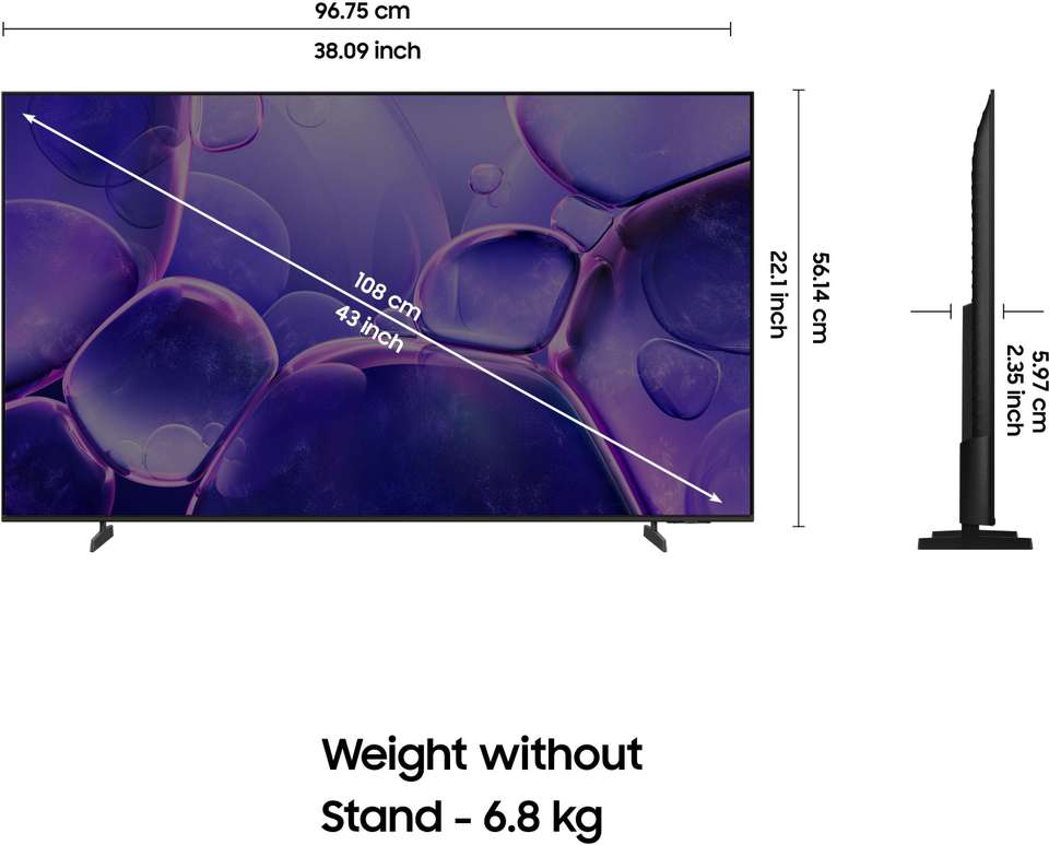Samsung Crystal 4K Infinity Vision 108 cm (43 inch) Ultra HD (4K) LED ...