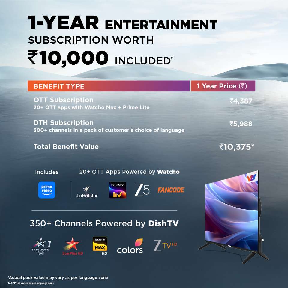 VZY by DishTV 139 cm (55 inch) QLED Ultra HD (4K) Smart Google TV with ...