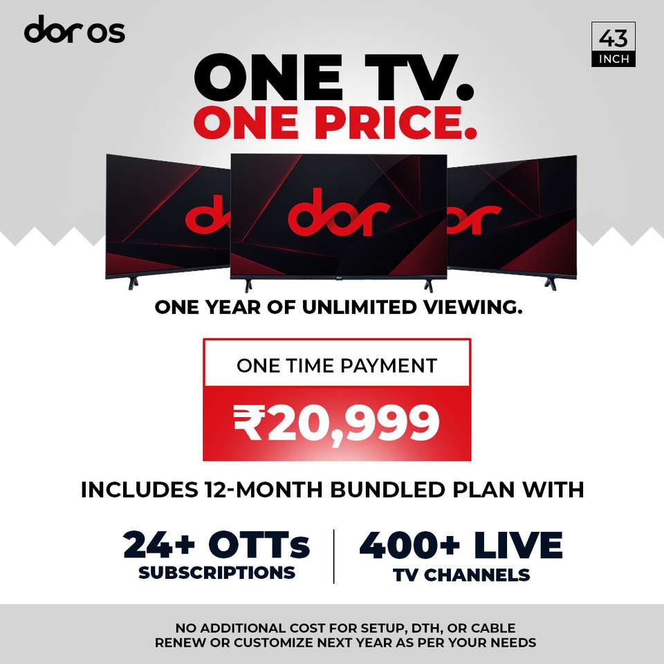 Dor 109 cm (43 inch) QLED Ultra HD (4K) Smart Dor OS TV with 24+ OTT ...