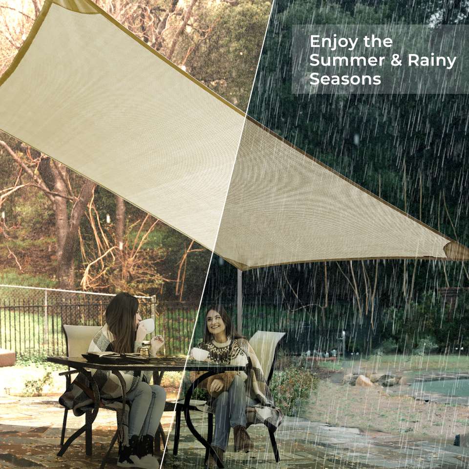 Hippo Waterproof Sun Shade Sail HDPE Fabric Rain Protection (IVORY-GLOW ...