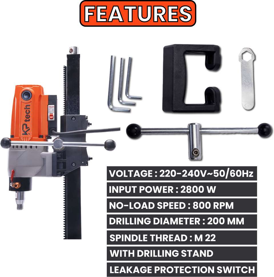 KP TECH 2800 W Core Cutter Machine 800 RPM Speed 200MM Drilling ...