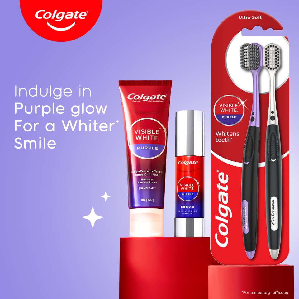Colgate Visible White Purple Toothpaste, Color-Corrects Yellow Tones on ...