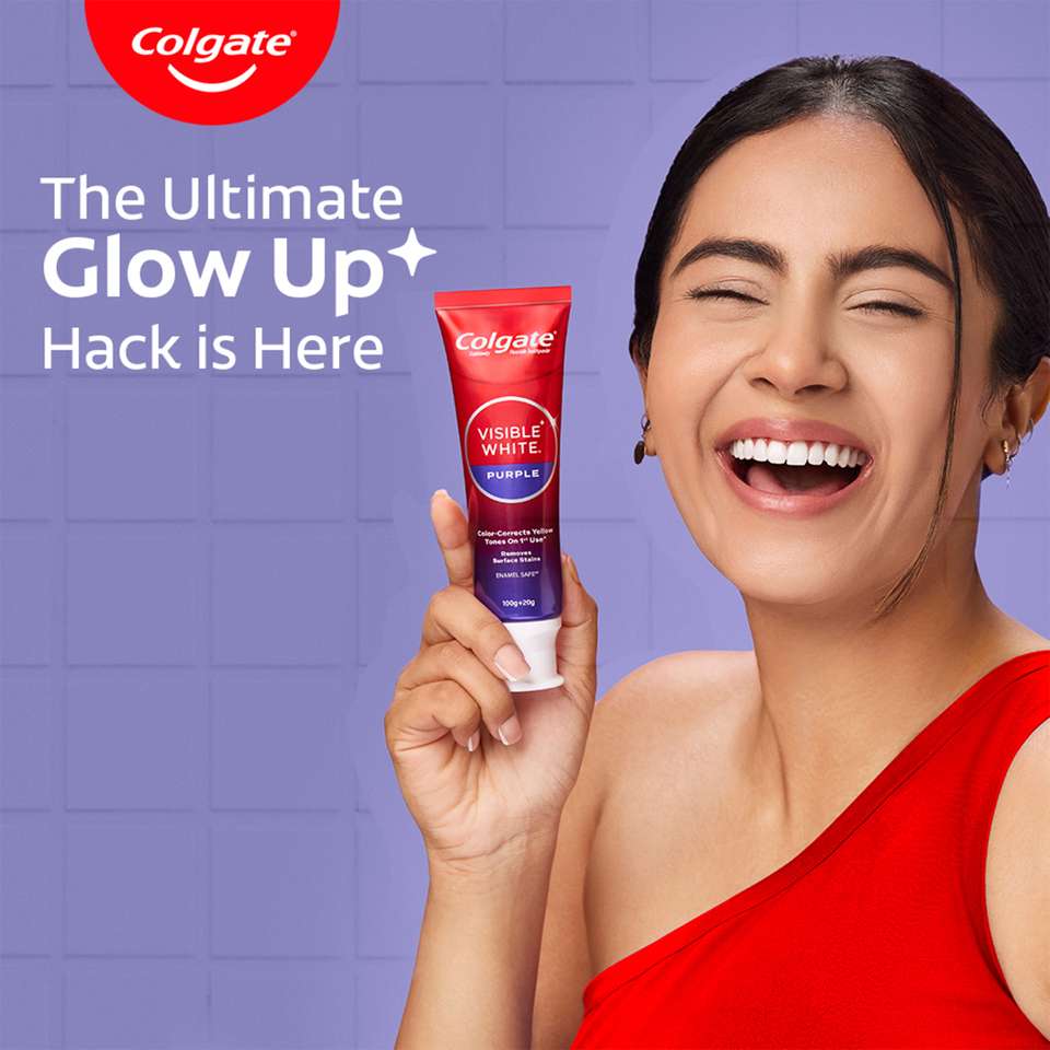 Colgate Visible White Purple Toothpaste, Color-Corrects Yellow Tones on ...