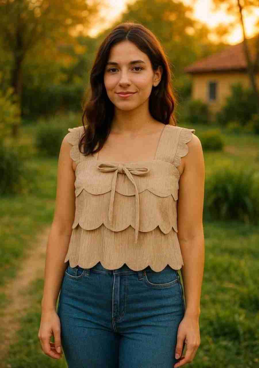 Bullcraft Casual Self Design Women Beige Top - Buy Bullcraft Casual ...