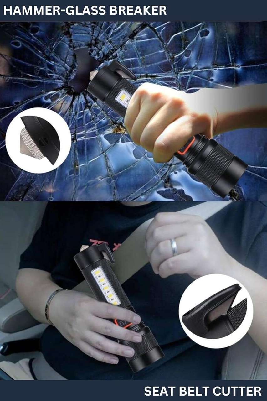 CRENTILA KZ371 (CAR EMERGENCY LIGHT) 4 Modes with Hammer and Seatbelt ...