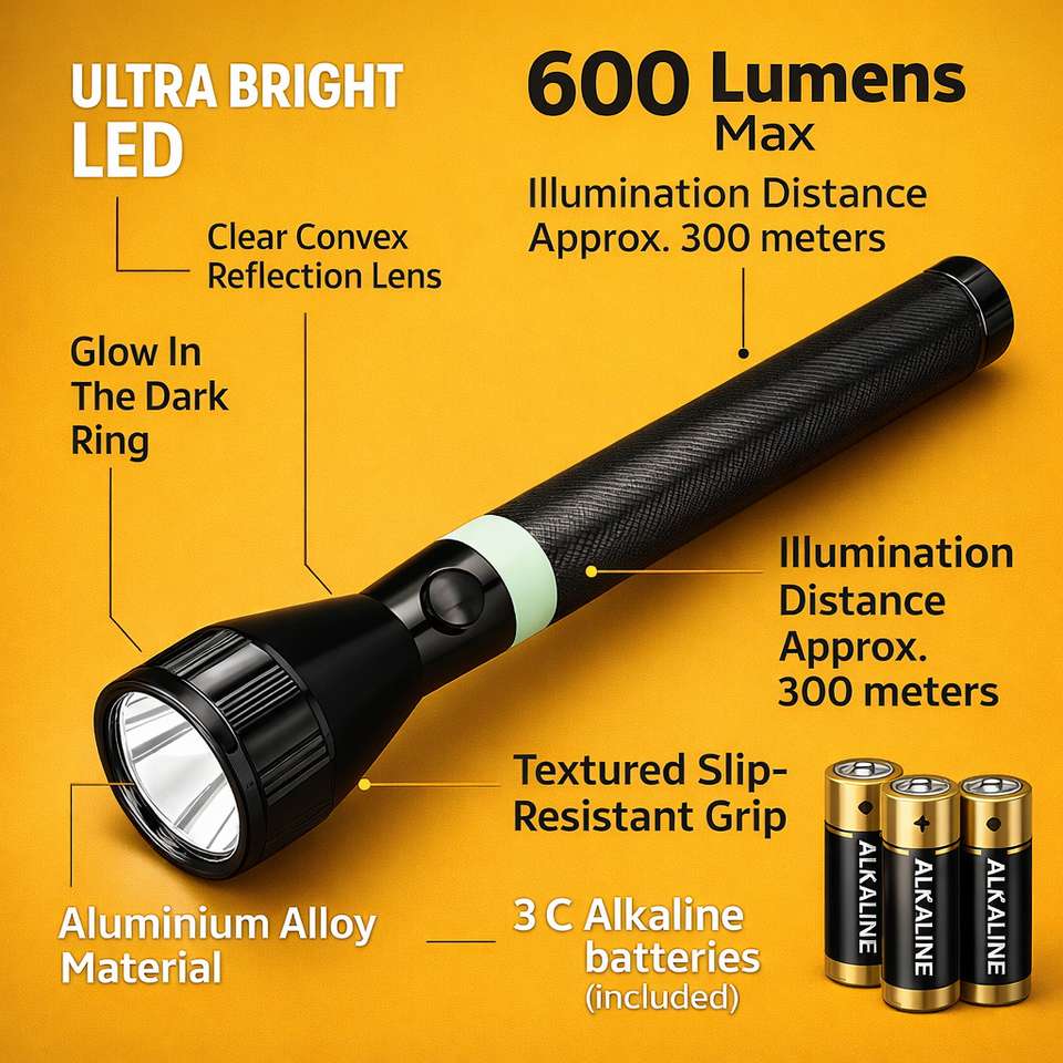 Regals Choice Rechargeable High Beam LED Torch Light for Camping Travel ...