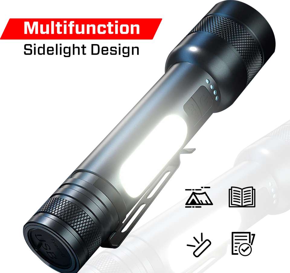 iBELL FL8375S Flashlight, Powerbank Function, Telescopic Zoom, 10W ...
