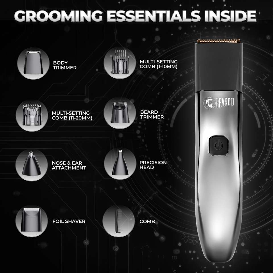 BEARDO Chrome Beast Grooming Kit Multipurpose, Full Body Groomer ...