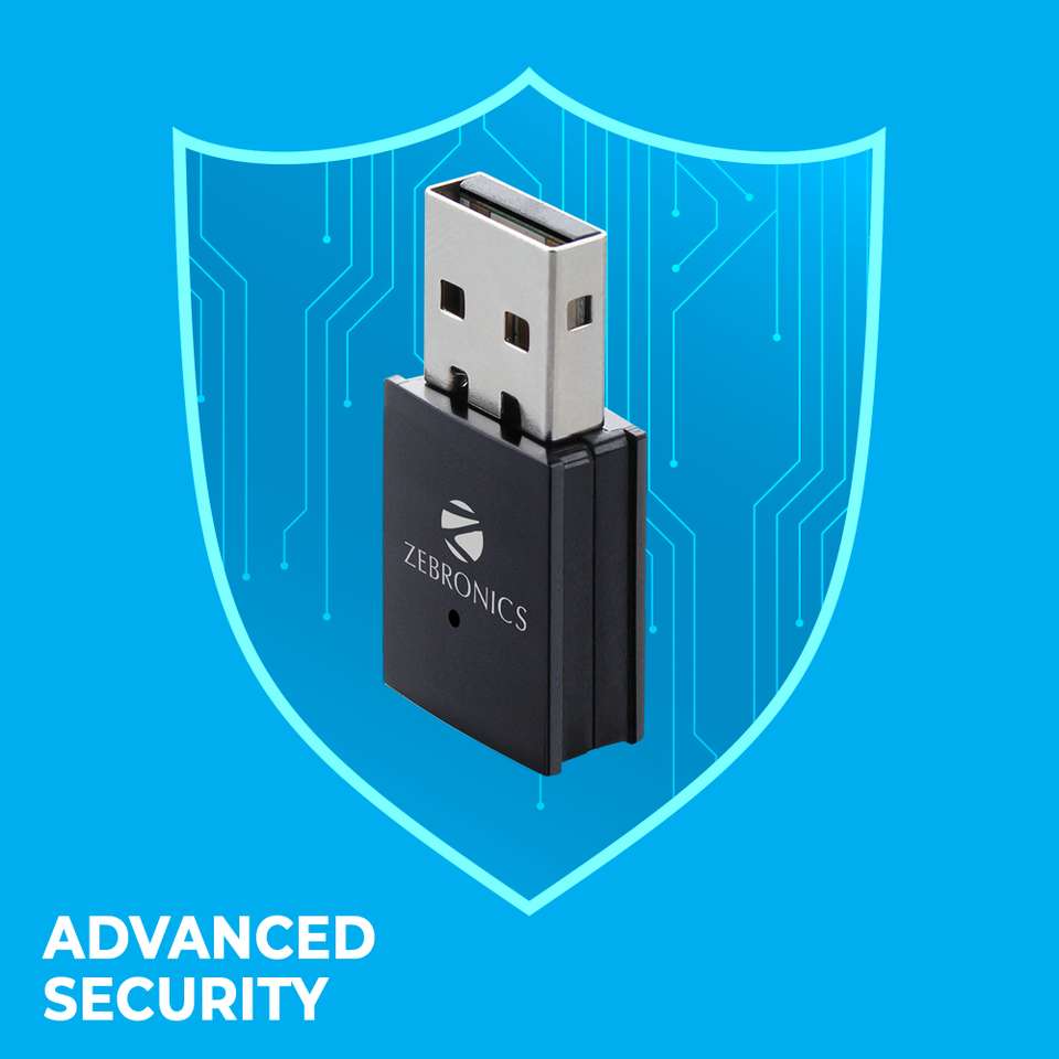 ZEBRONICS USB300WF1 Mini adapter Supports 300Mbps Wireless data ...