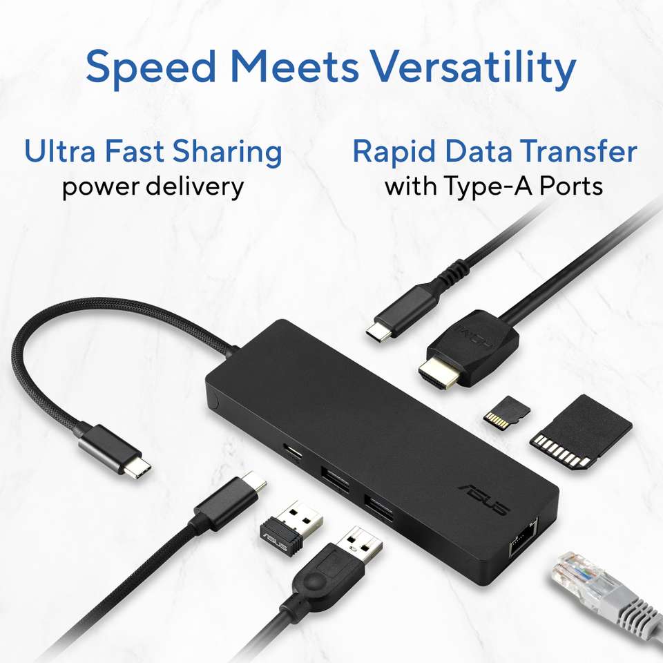 ASUS USB Hub 8-in-1 USB-C Dock, with 4K@60Hz HDMI 2.1 Type C Devices ...
