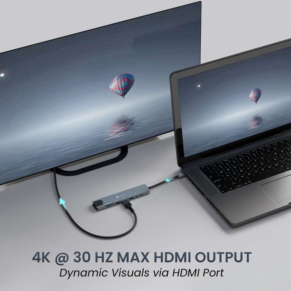 Portronics Mport 8 USB-C Hub, 8 Port, HDMI, Ethernet, USB, Card Reader ...