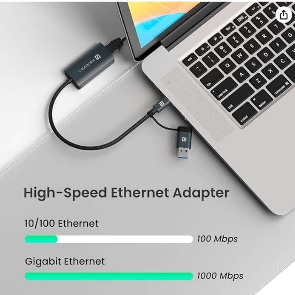 Portronics Mport X1 Type C Gigatbit Ethernet Hub with RJ45 Ethernet ...