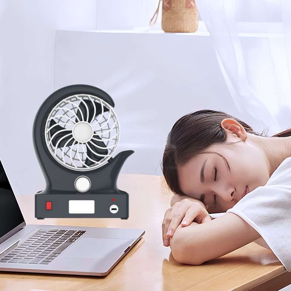 GUGGU Wind Rechargeable Table Fan with Strong Airflow For Home/Office ...