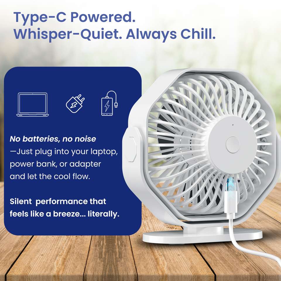 Portronics Chill On Mini Type-C Fan with 360° Rotation & Hanging Loop ...