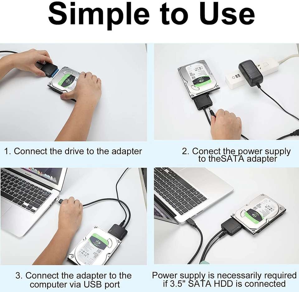 RyzCare SATA To Usb 3.0 Cable Sata III Hard Drive 3.5/2.5 Inch HDD/SSD ...