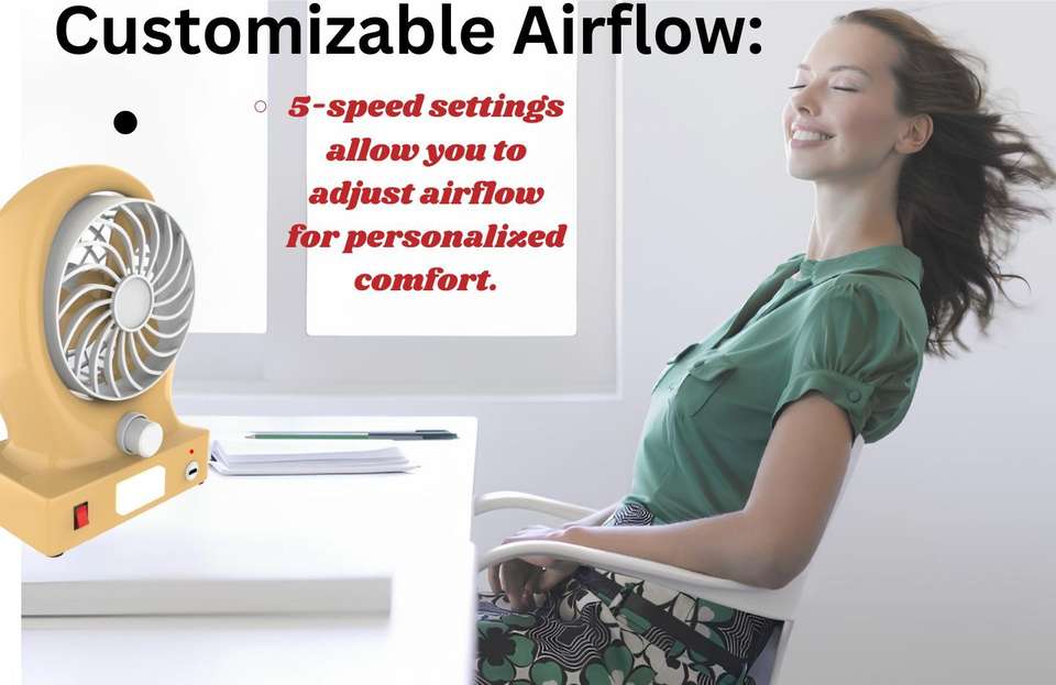 GUGGU Wind Rechargeable Table Fan with Strong Airflow For Home/Office ...