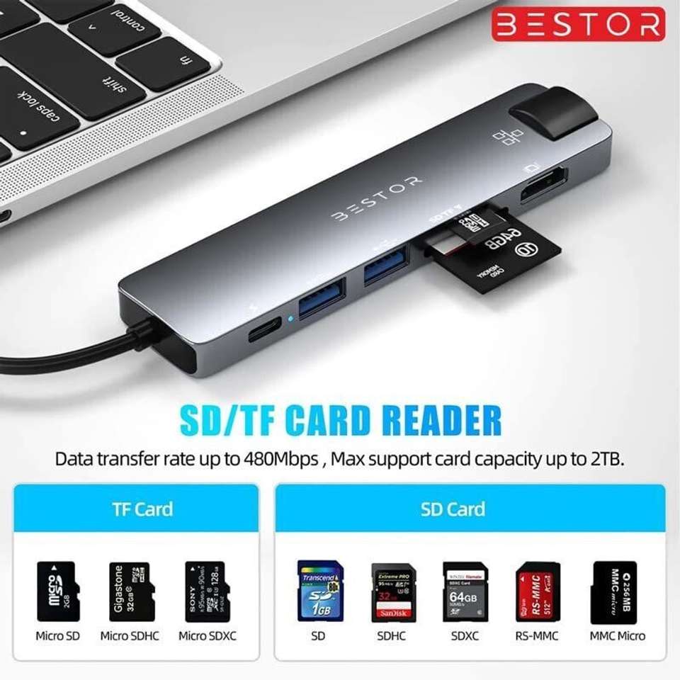 Bestor 7-in-1 USB-C Hub Multiport Adapter with HDMI, 87W PD, 100Mbps ...