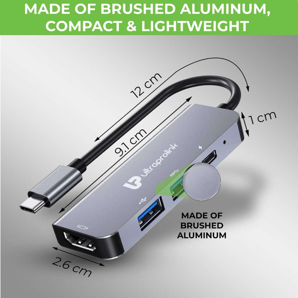 Ultraprolink Type C Multiport Adapter 4 in 1 Dock USB Type C to HDMI 4K ...