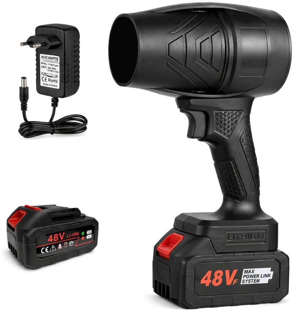 BEAUTYKINGDOM Violent Fan 48V Cordless Air Blower 35000PA Powerful ...