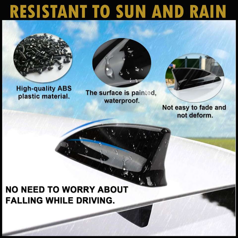 MATIES Shark Fin Roof Antenna FM/AM Signal Receiver Car Antenna Black ...