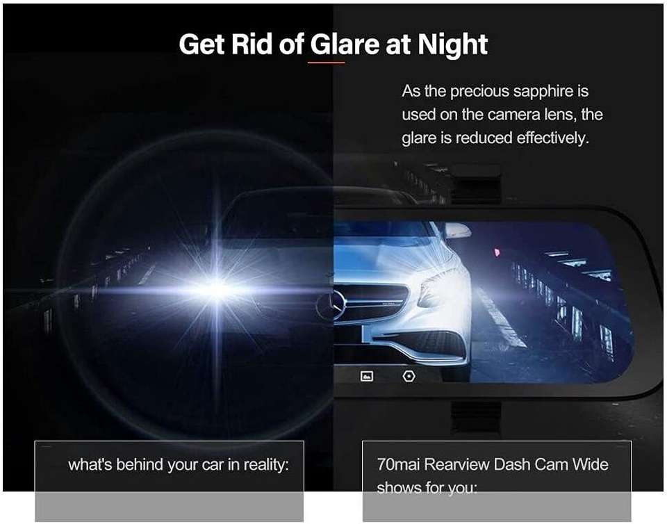 70MAI Rearview with Night Vision Rear Cam,1080P Front & Rear Recording ...
