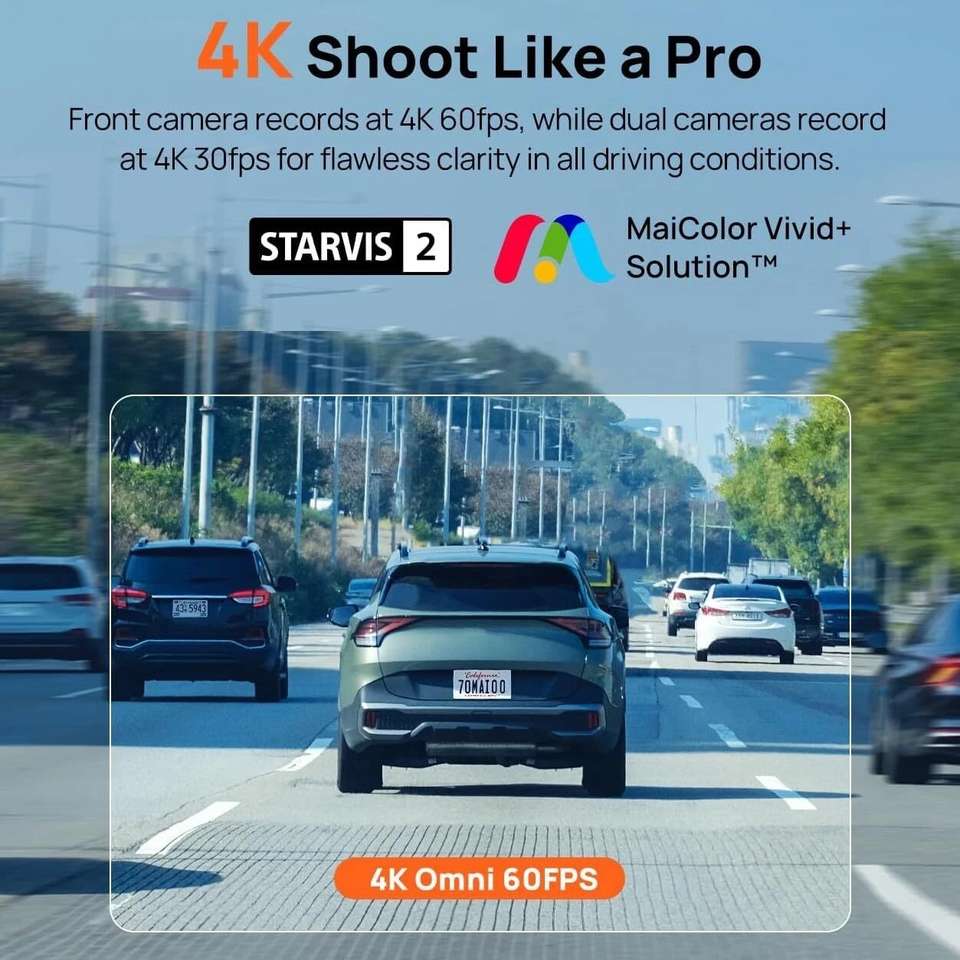 70MAI 4K HDR Omni DashCam, Dual STARVIS 2 IMX 678 & IMX 662, AI Motion ...