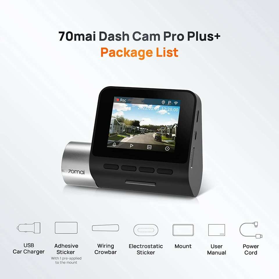 70MAI Pro Plus+ A500S Dual Channel,2.7K,Built-in GPS Logger,Route ...