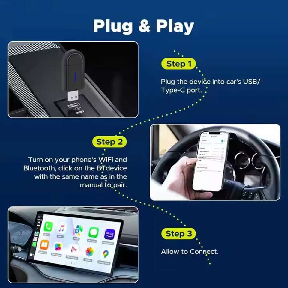 Roger Roger's Wireless CarPlay and Android Auto Adapter, USB Dongle for ...
