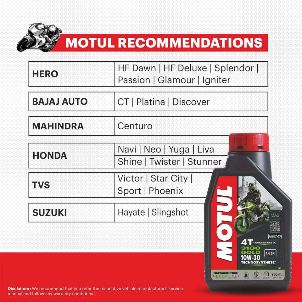 MOTUL 3100 Gold 4T 10W-30 Gold 10W-30 Technosynthese Synthetic Blend ...
