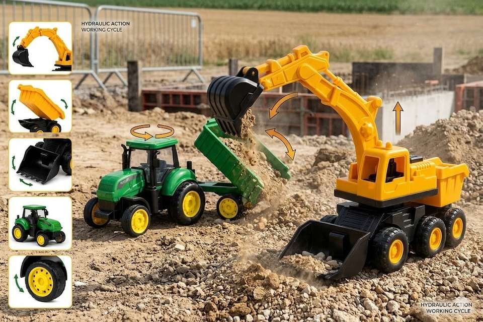 PANDA NEST JCB Bulldozer Truck Tractor Combo| Educational Construction ...