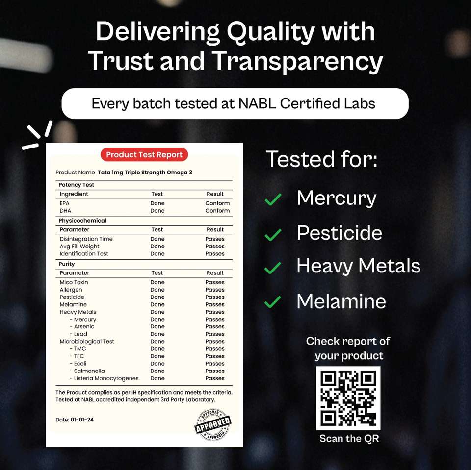 TATA 1mg Triple Strength Omega 3 Fish Oil | 560mg EPA & 400mg DHA High ...