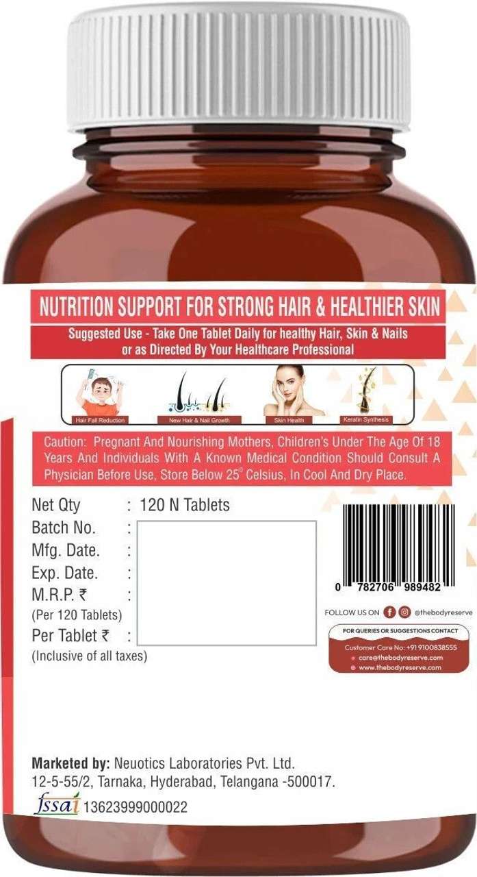 THE BODY RESERVE Biotin Tablets 10,000 mcg Biotin for Hair Growth ...