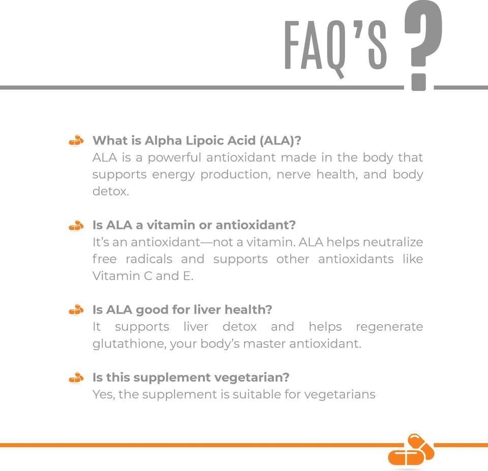 AS-IT-IS Nutrition ATOM ALA (Alpha Lipoic Acid) 100mg IAntioxidant ...