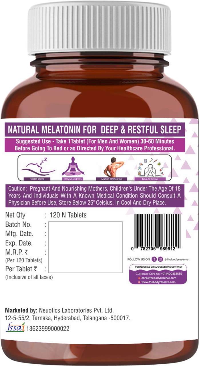 THE BODY RESERVE Melatonin Tablets 5 mg & Tagar for Natural Deep Sleep ...