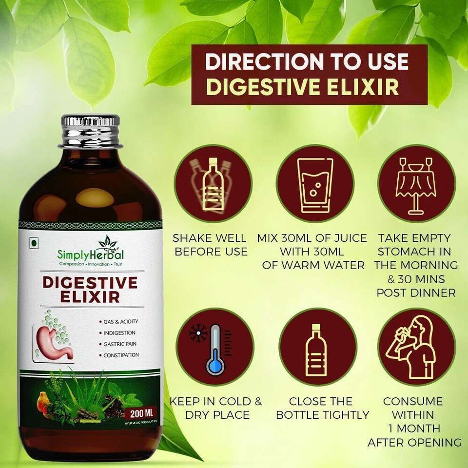 Simply Herbal Digestive Syrup, Tonic Enriched With 37 Digestion Enzymes ...