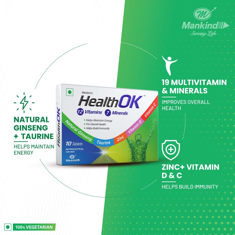 Health Ok Daily Multivitamin With Natural Ginseng for Energy & Overall ...