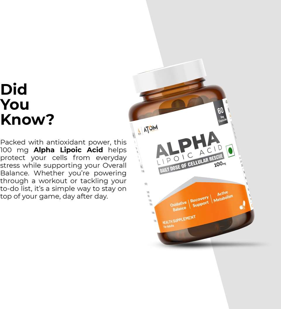AS-IT-IS Nutrition ATOM ALA (Alpha Lipoic Acid) 100mg IAntioxidant ...
