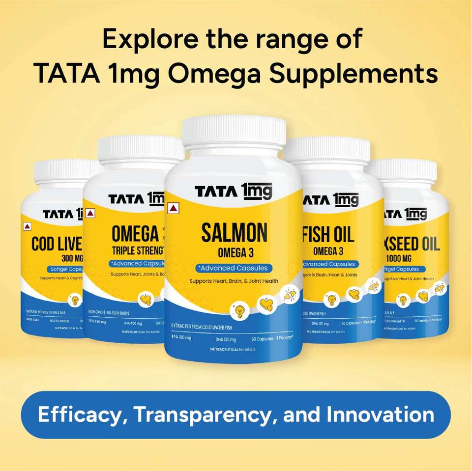 TATA 1mg Salmon Omega 3 Fish Oil 1000mg,Fish Oil Capsule with Omega-3 ...