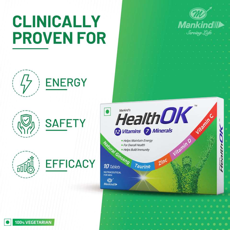 Health Ok Daily Multivitamin With Natural Ginseng for Energy & Overall ...