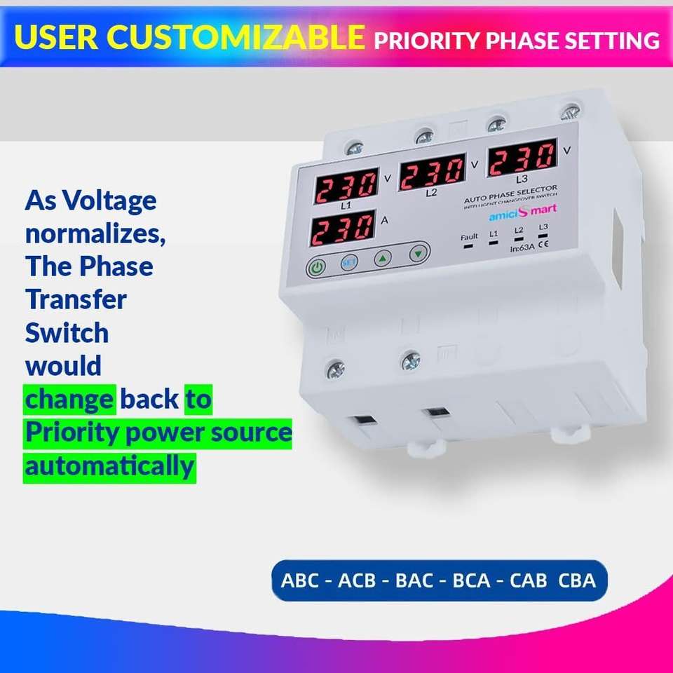 amiciSmart Intelligent 3 Phase to 1 Phase Selector/Changeover Switch ...