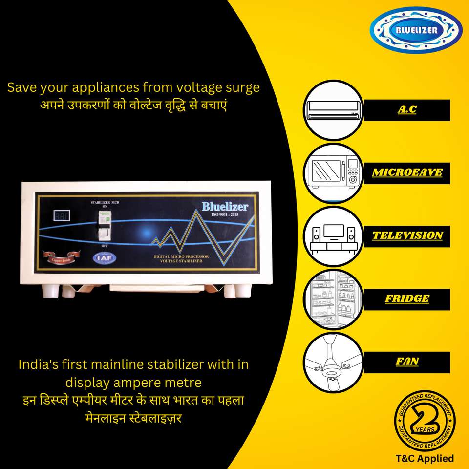 BLUELIZER 6 Kva Mainline Stabilizer Working Range (80 - 300 V) Loading ...