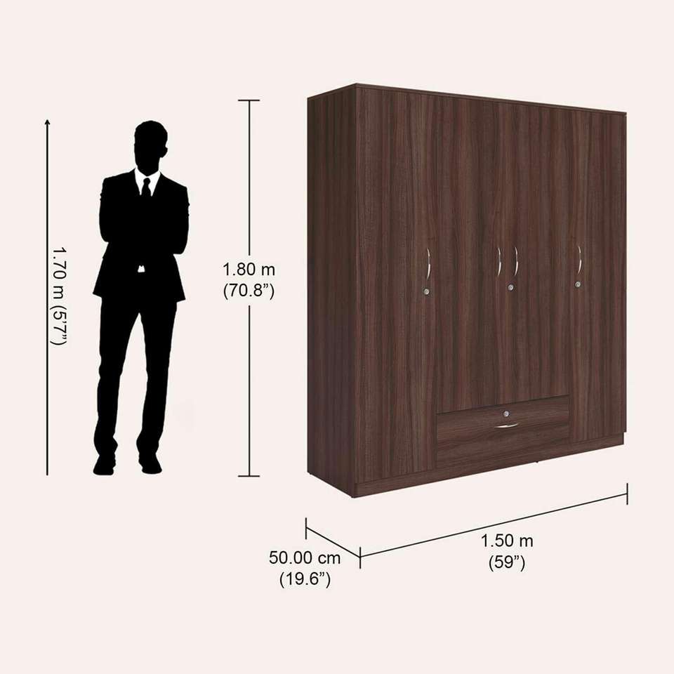 Interio by Godrej Ewa Engineered Wood 4 Door Wardrobe Price in India ...