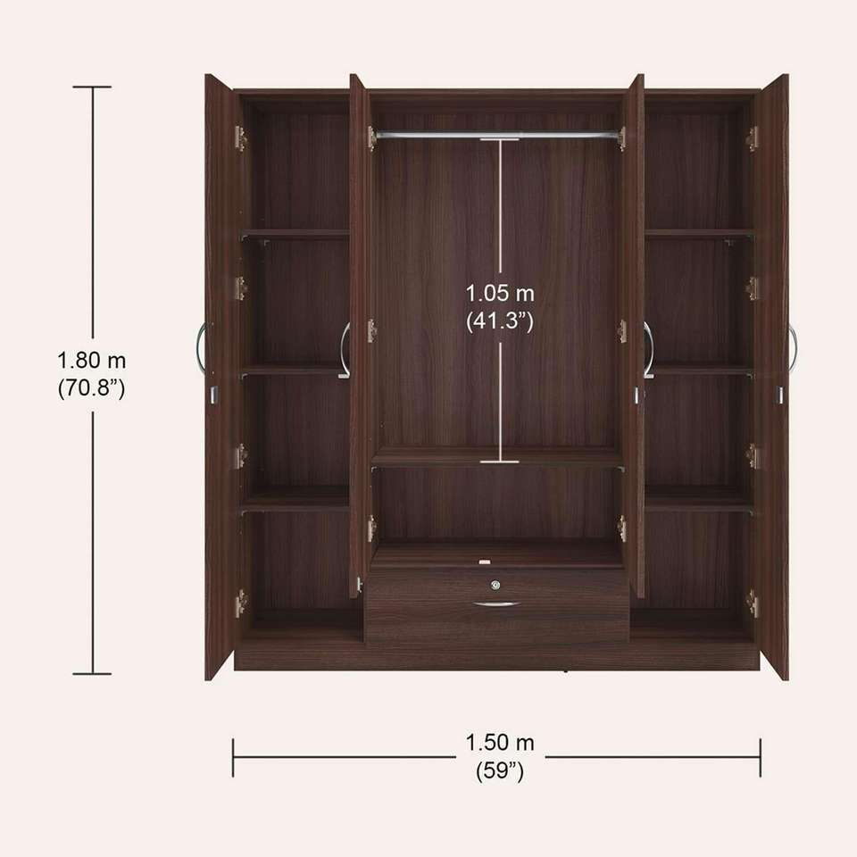 Interio by Godrej Ewa Engineered Wood 4 Door Wardrobe Price in India ...