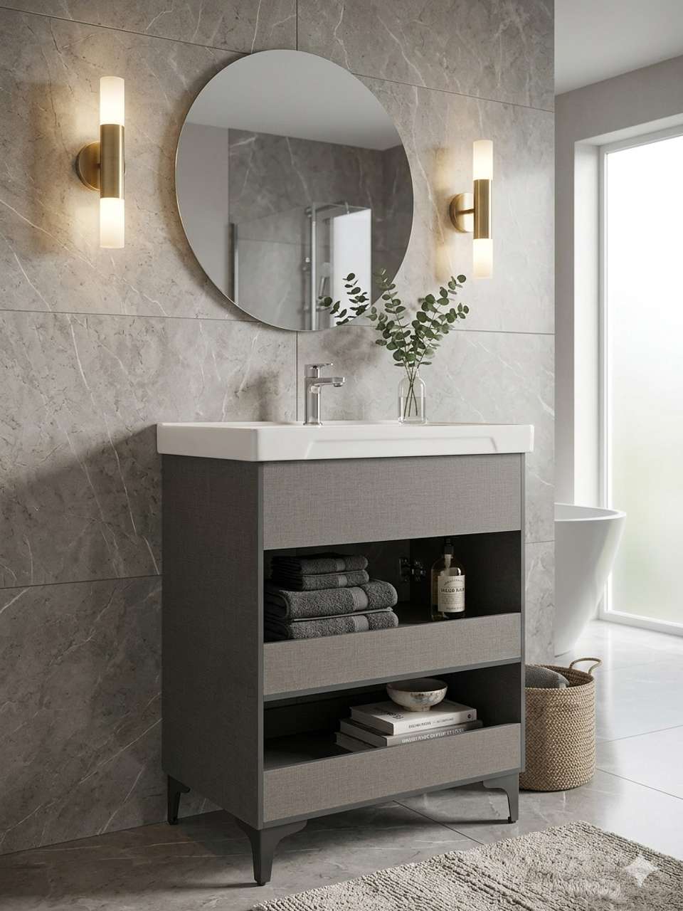 BOBBYEXPORT T Black Premium 24" Modern Bathroom Vanity Cabinet with ...