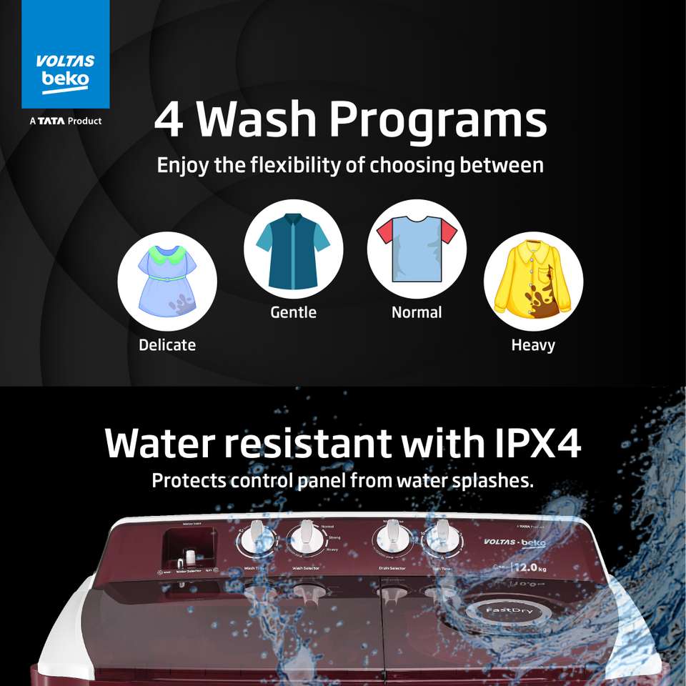Voltas Beko by A Tata Product 12 kg A Tata Product Anti-allergen ...