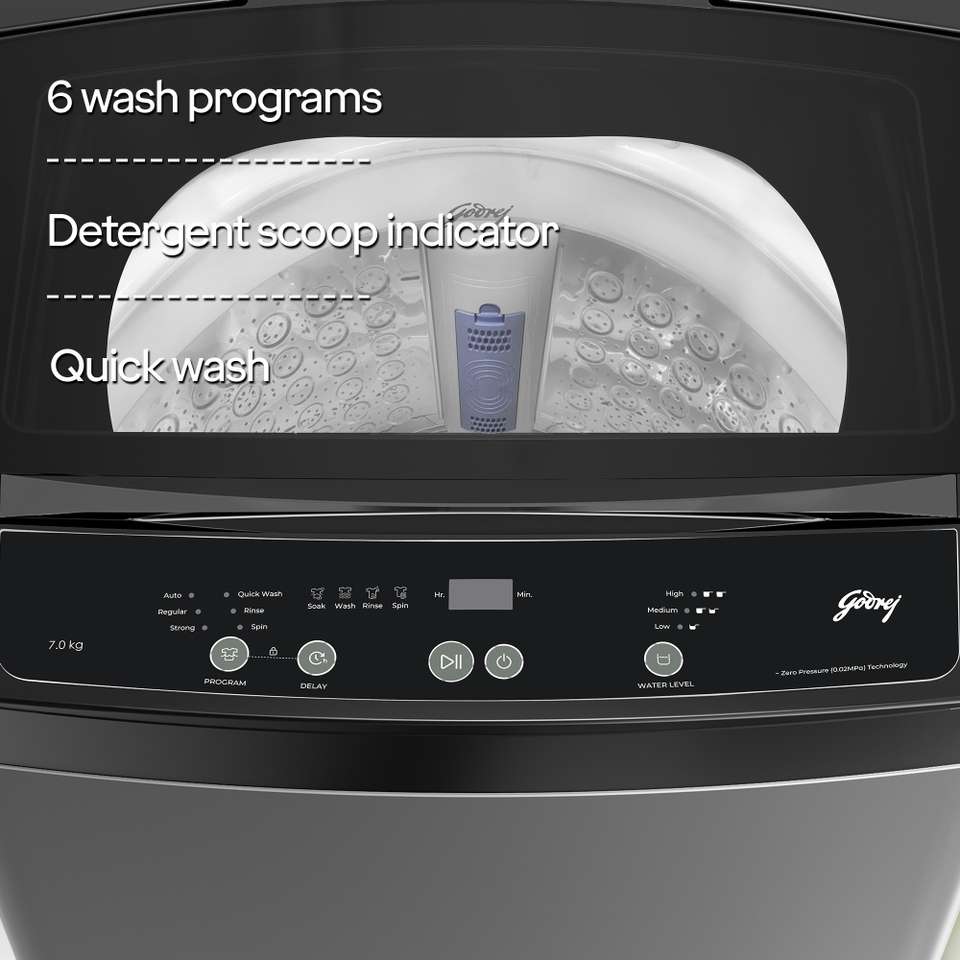 Godrej 7 kg Zero Pressure Technology Fills Tub 60% Faster, Fabrisafe ...