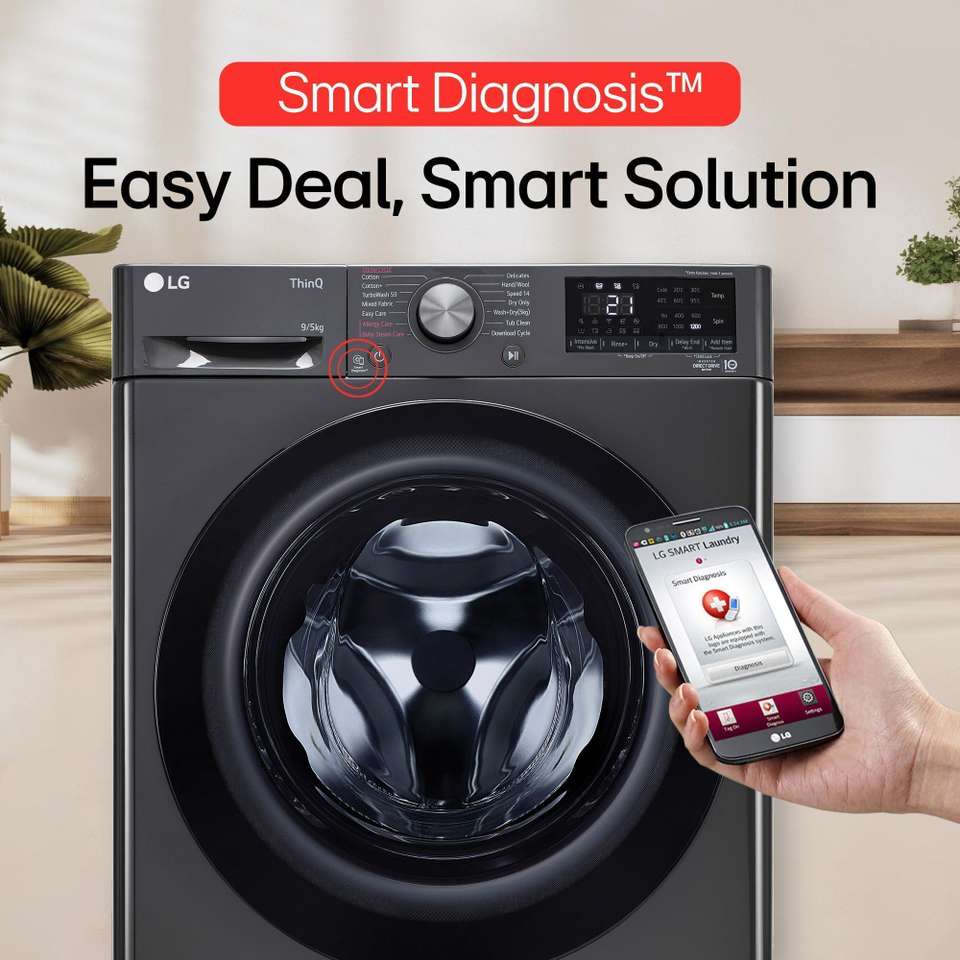 LG 9/5 kg Washer with Dryer AI Direct Drive Technology, Wi-Fi Enabled ...