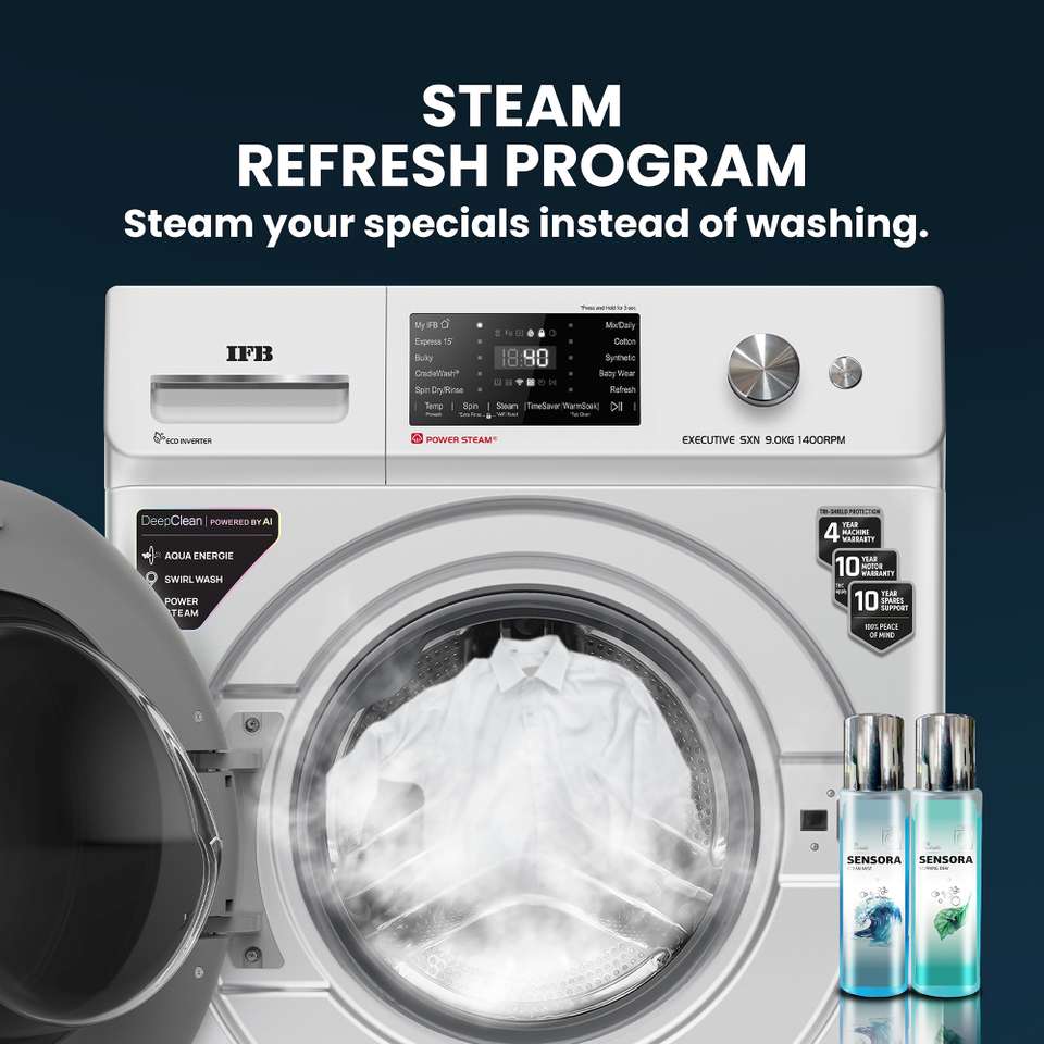 IFB 9 kg 5 Star with Steam Refresh program, 9 Swirl Wash, Eco Inverter ...