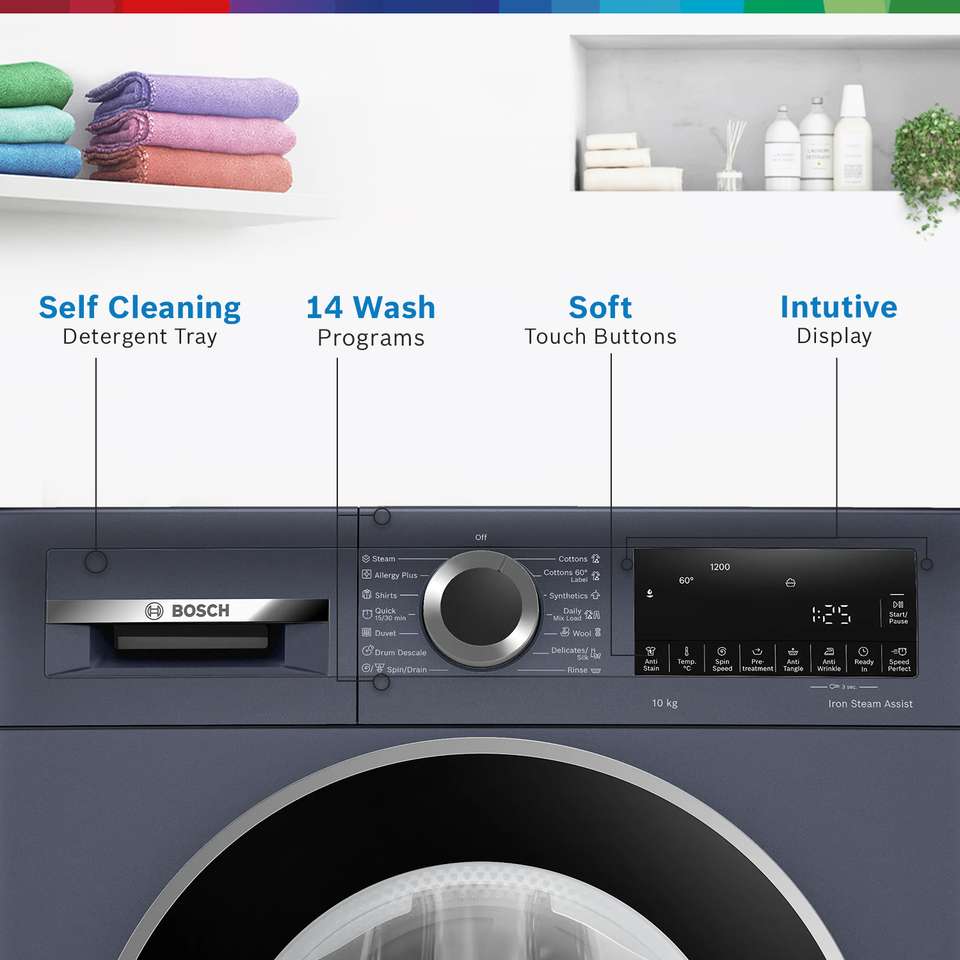 BOSCH 10 kg Fully Automatic Front Load Washing Machine Black, Grey ...